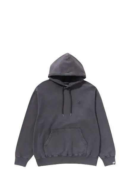 BAPE Garment Dye One Point Relaxed Fit Pullover Hoodie - Charcoal