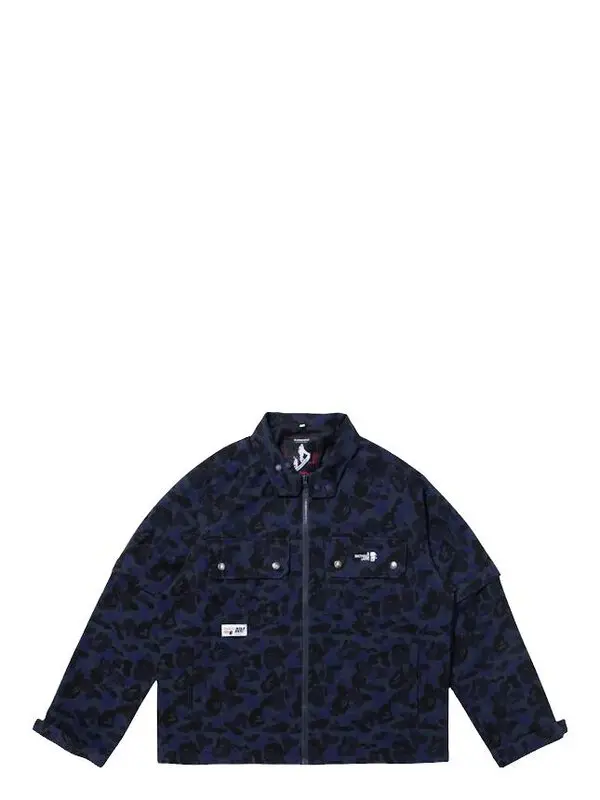 BAPE X Kazuki Kuraishi Pixelate Camo Detachable Zip Jacket - Navy Blue