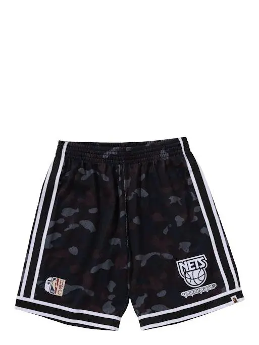 BAPE X Mitchell & Ness Nba New Jersey Nets Swingman Shorts - Black