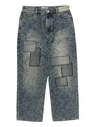 BAPE Cloud Camo Jacquard Upcycled Denim Pants - Indigo