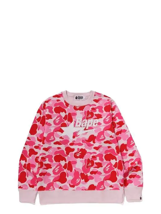 BAPE Abc Camo Rhinestone Sta Crewneck Sweatshirt - Pink