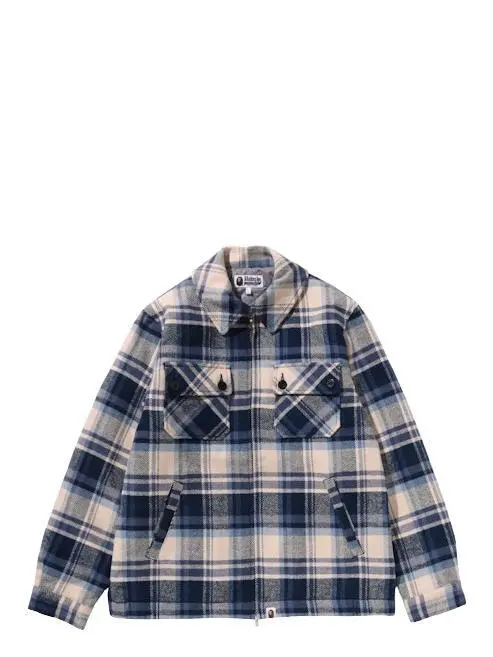BAPE Check Cpo Zip Jacket - Navy Blue