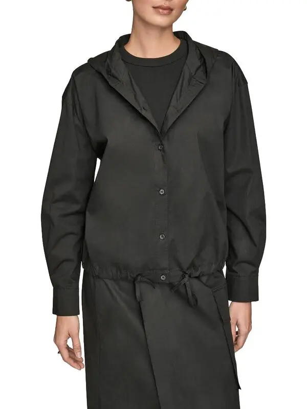 Donna Karan New York Hooded Button-up Shirt - Black