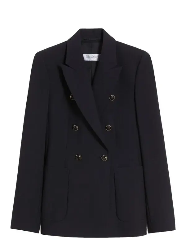 Max Mara Wool-blend Seersucker Double-breasted Blazer - Ultramarine