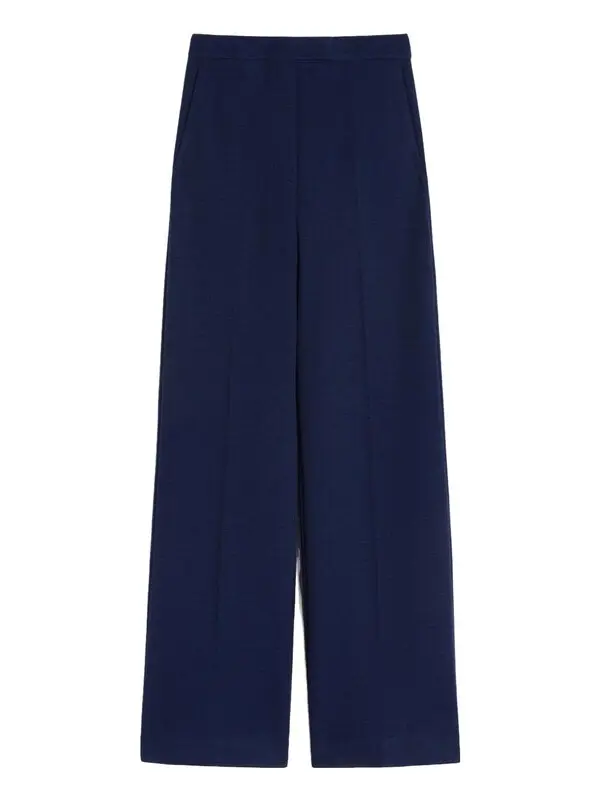 Max Mara Wool Piqué Wide-leg Trousers - China Blue