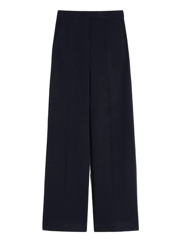 Max Mara Wool Piqué Wide Leg Trousers - Ultramarine