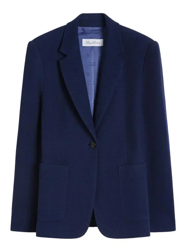 Max Mara Single-breasted Piqué Jersey Blazer - China Blue