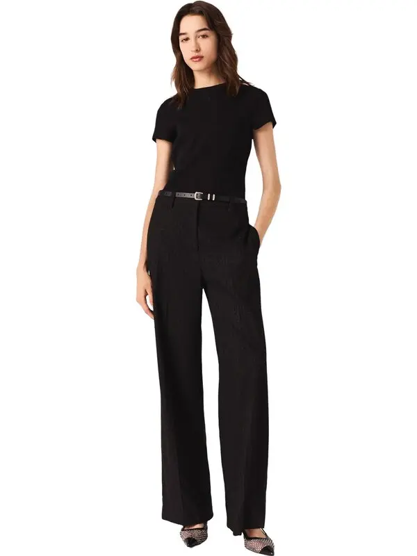 Maje Striped Suit Trousers With Rhinestone Details - Black