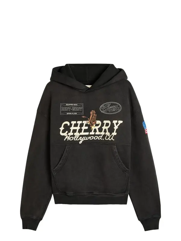 CHERRY LOS ANGELES Hollywood Logo Hooded Cotton Sweatshirt - Black