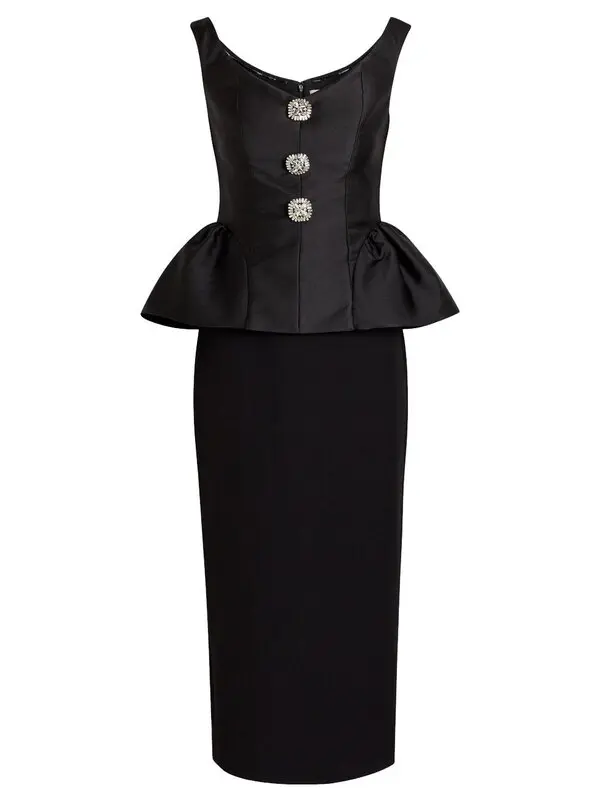 Roland Mouret Taffeta And Crepe Midi Dress - Black
