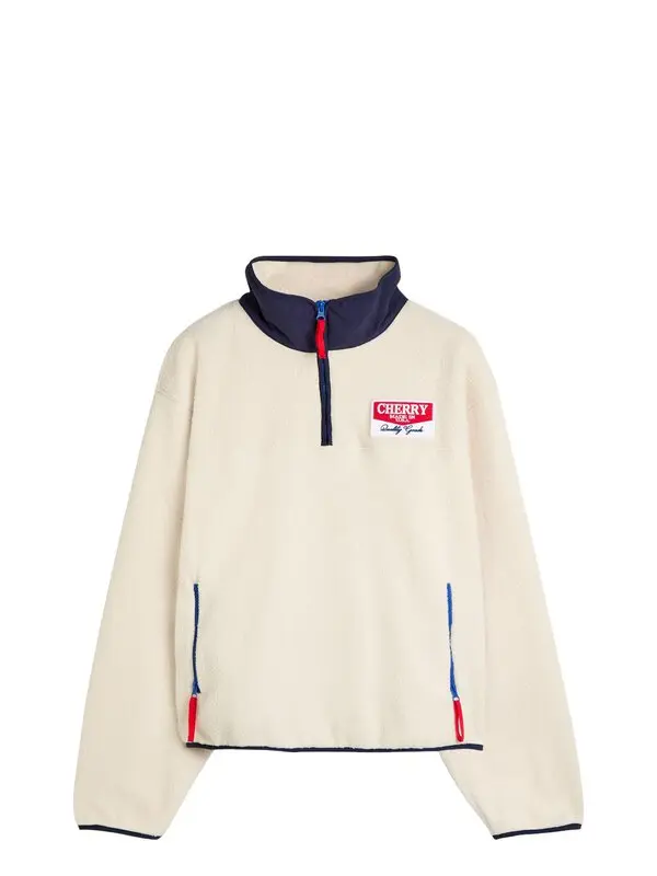 CHERRY LOS ANGELES Racing Logo-appliquéd Half-zip Fleece - Cream