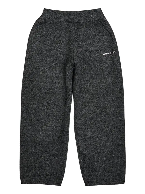 MKI MIYUKI ZOKU Logo-embroidered Brushed-knit Sweatpants - Charcoal
