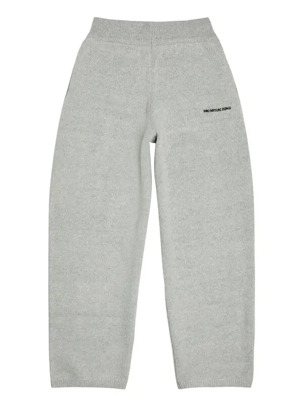 MKI MIYUKI ZOKU Logo-embroidered Brushed-knit Sweatpants - Grey