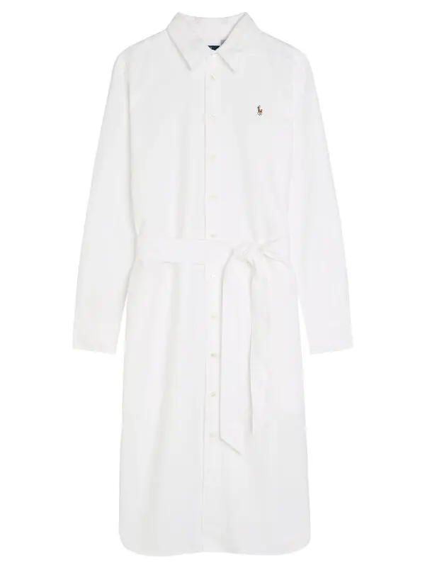 Polo Ralph Lauren Belted Cotton Midi Shirt Dress - White