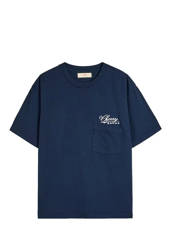 CHERRY LOS ANGELES Five Star Logo-print Washed Cotton T-shirt - Navy