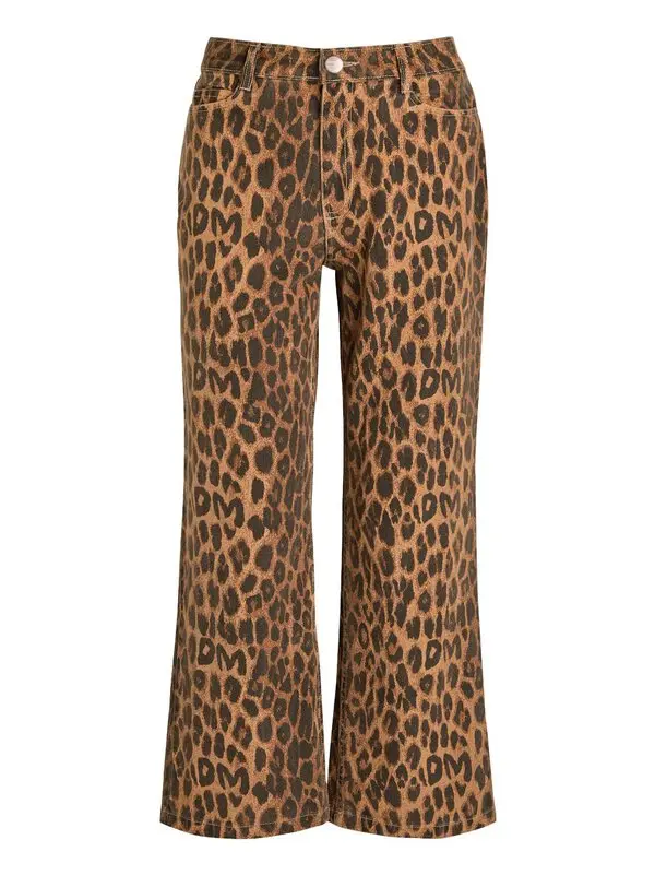 DAMSON MADDER Bootcut Cropped Jeans - Leopard