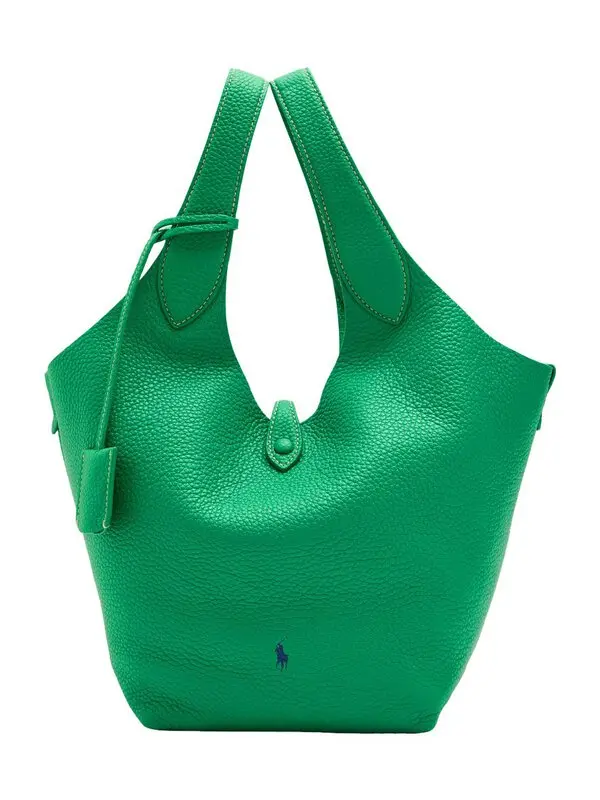 Polo Ralph Lauren Player Medium Grained Leather Tote Bag - Green