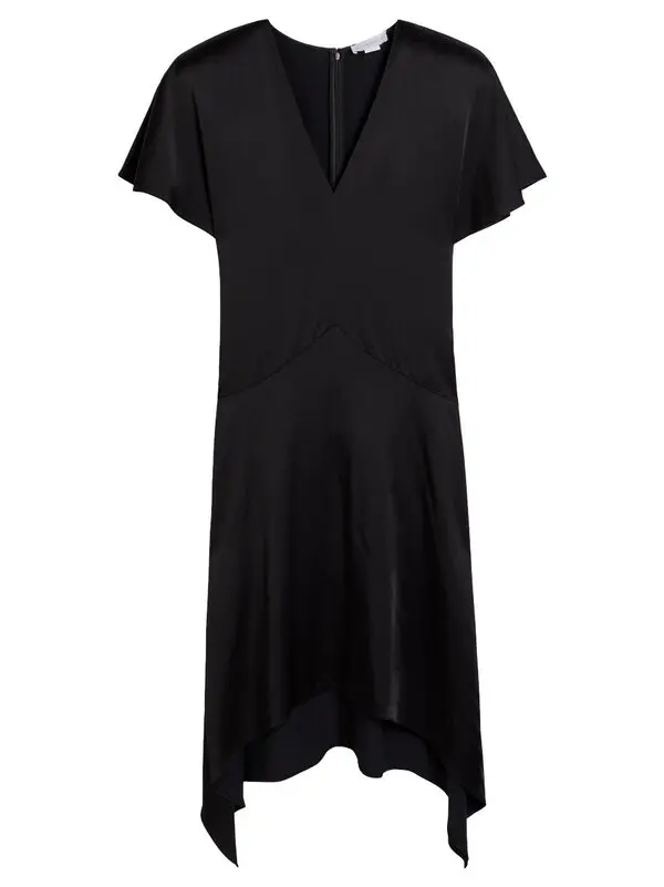 Stella McCartney Asymmetric Satin Midi Dress - Black