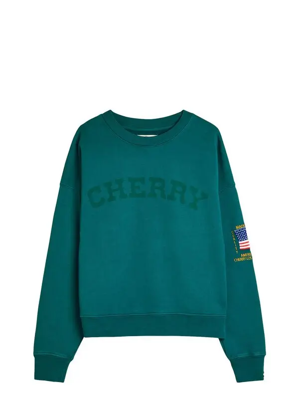 CHERRY LOS ANGELES Crew-neck Cotton Sweatshirt - Teal