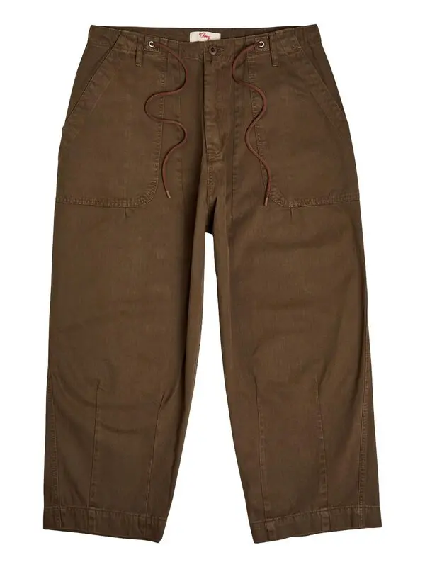 CHERRY LOS ANGELES Herringbone Cotton Parachute Trousers - Brown