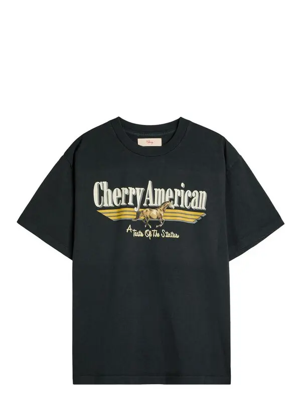 CHERRY LOS ANGELES Coast To Coast Logo-print Cotton T-shirt - Black