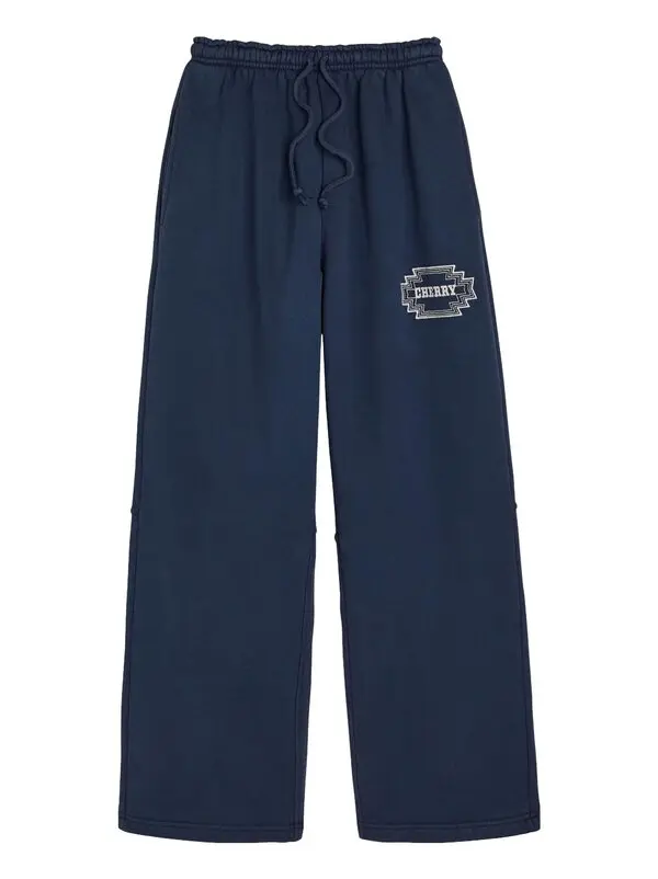 CHERRY LOS ANGELES Embroidered Navajo Straight-leg Sweatpants - Navy