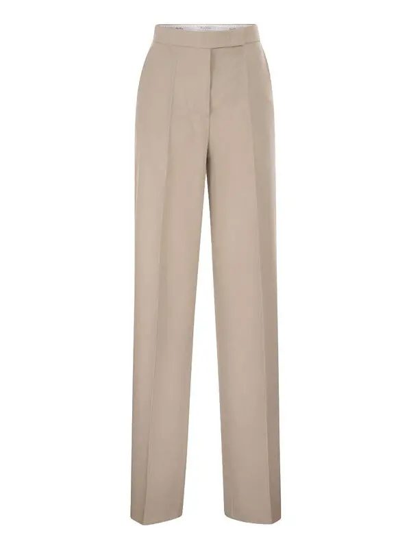 Max Mara Wool, Mohair, And Silk Wide-leg Trousers - Beige