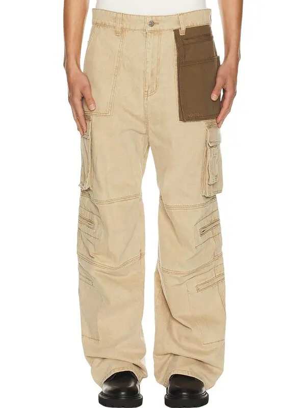 We11Done Washed Cargo Trousers - Beige