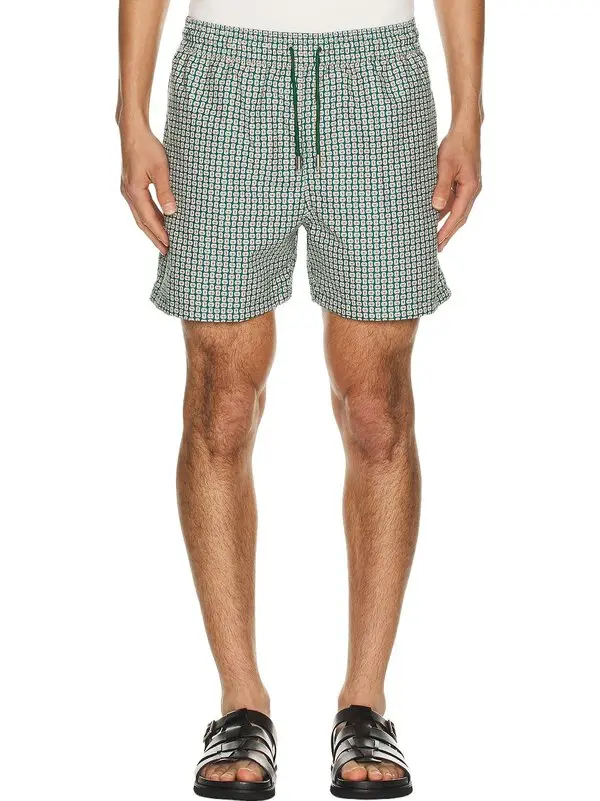 Simkhai Lowell Swim Short - Kelly Green Foulard Print