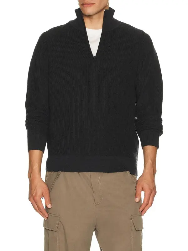 Rag & Bone Joel Merino Half Zip Sweater - Charcoal
