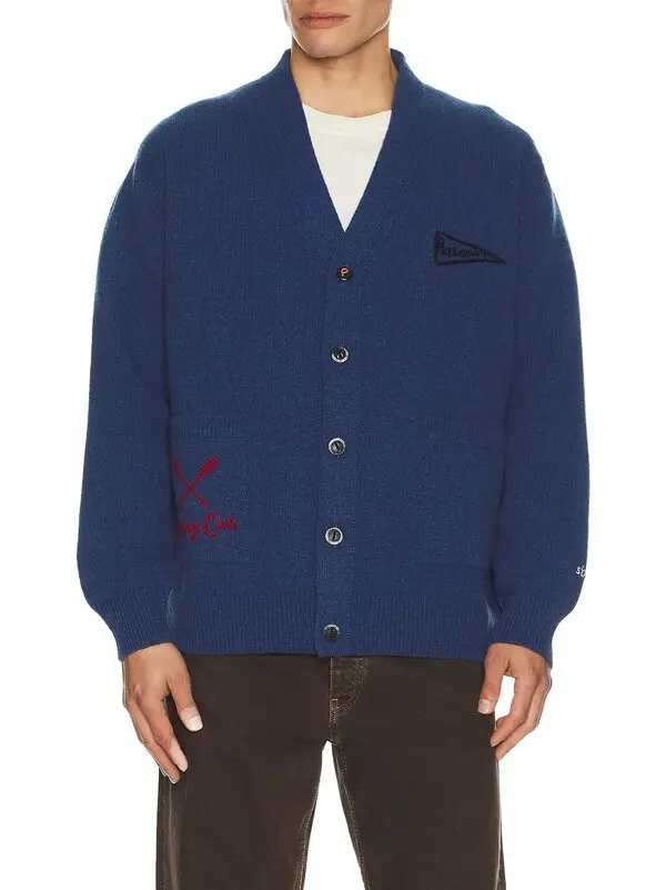 President's Pocket Knit Cardigan - Ocean Blue