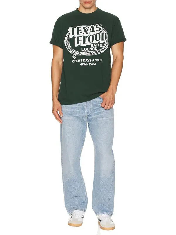 ONE OF THESE DAYS Texas Flood Tee In Dark Green - Washed Forest Green