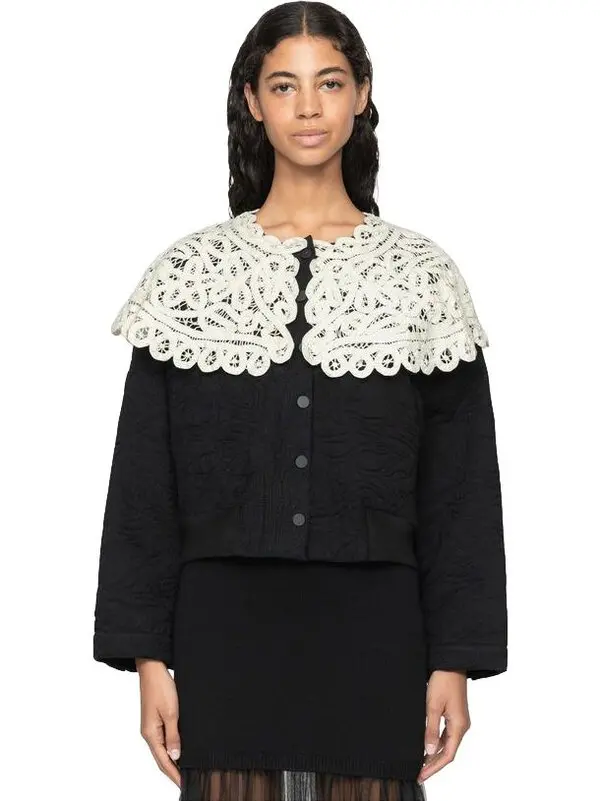 Sea Adelina Cropped Lace Jacket - Black
