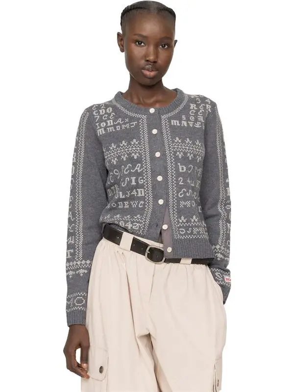 Sea Kit Embroidered Cardigan - Gray