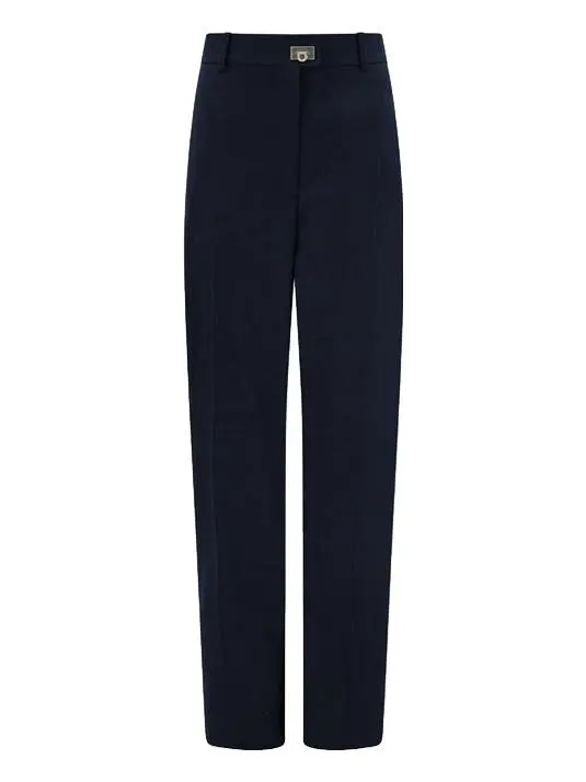 FERRAGAMO Cashmere Blend Tailored Trousers - Blue / Navy