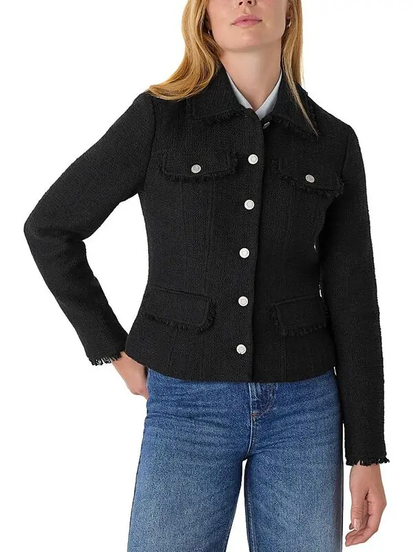 Whistles Lucie Crop Boucle Jacket - Black