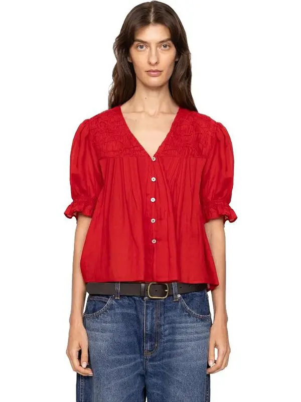 Sea Imogen Puff Sleeve Top - Red