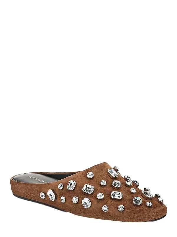 Veronica Beard Narcisa Embellished Mules - Chestnut