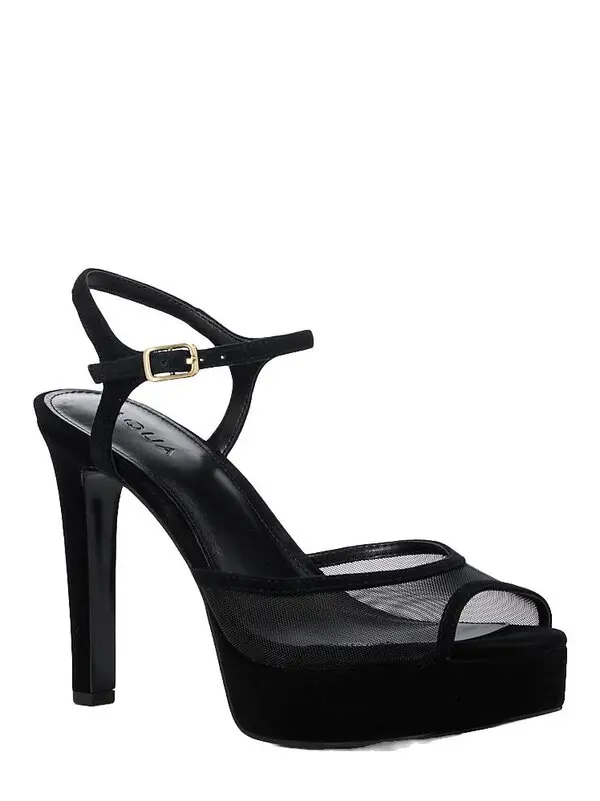 Aqua Poppy Platform Sandals - Black