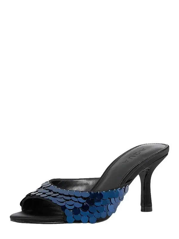 Aqua Shely Sequin Mules - Black