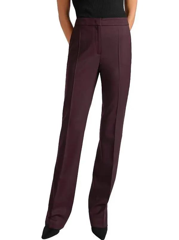 Santorelli Amara Virgin Wool Stretch Straight Leg Pants - Raisin
