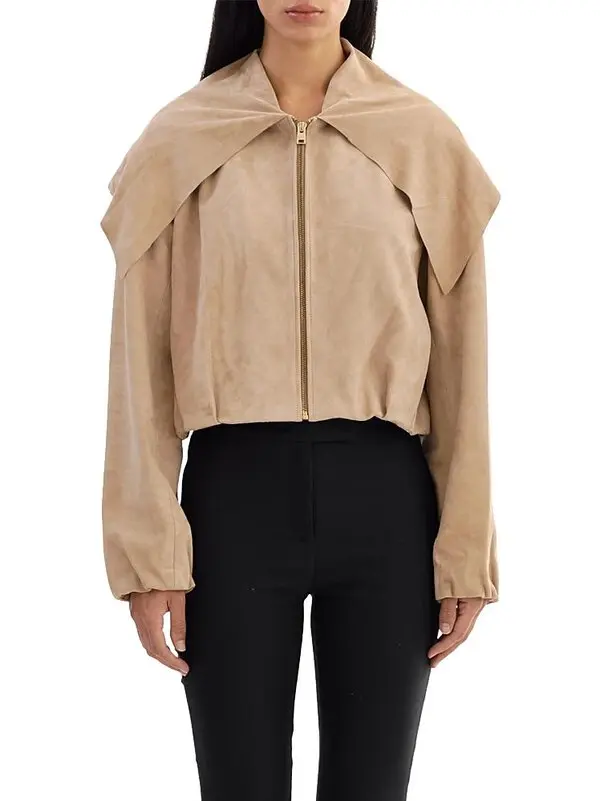 LAMARQUE Suede Scarf Jacket - Sand