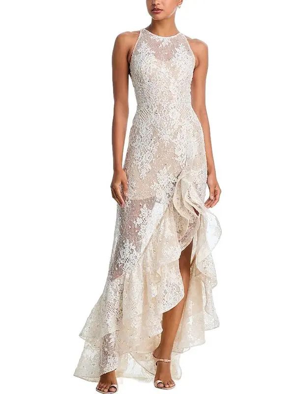 BRONX AND BRONCO Sicilia Lace Gown - Silver White