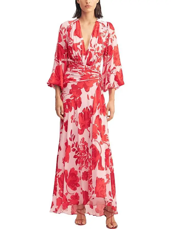 Shona Joy Aleyna Ruched Maxi Dress - Geranium Red