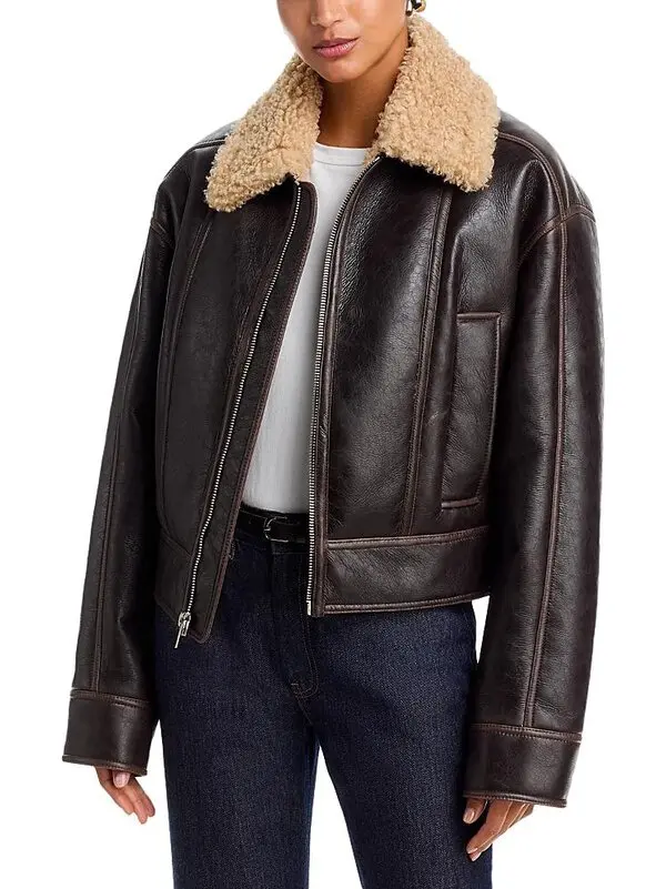 A.L.C. Stevie Faux Leather Jacket - Deepest Brown