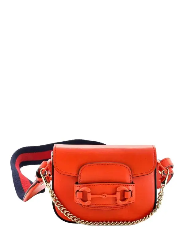 Gucci Horsebit 1955 Flap Wallet With Strap - Orange