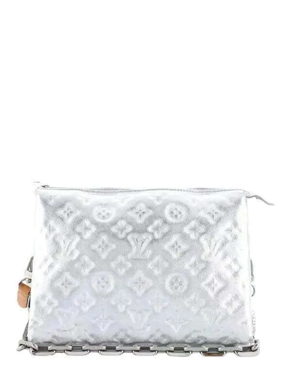 LOUIS VUITTON Coussin Pm Crossbody Bag Monogram Embossed Lambskin - Silver