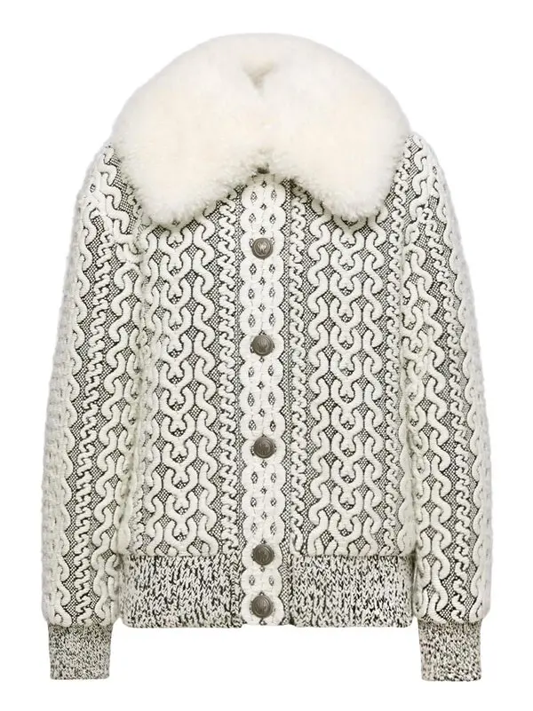 Moncler Beille Shearling-trimmed Down Bomber Jacket - White