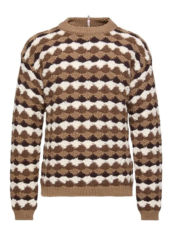 Moncler Geometric Pattern Wool-blend Sweater - Beige