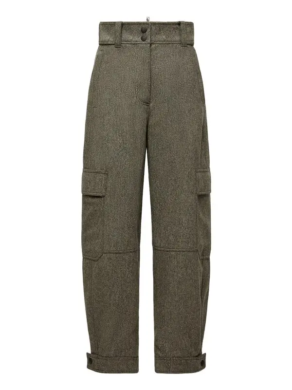 Moncler Wool Gabardine Cargo Pants - Green